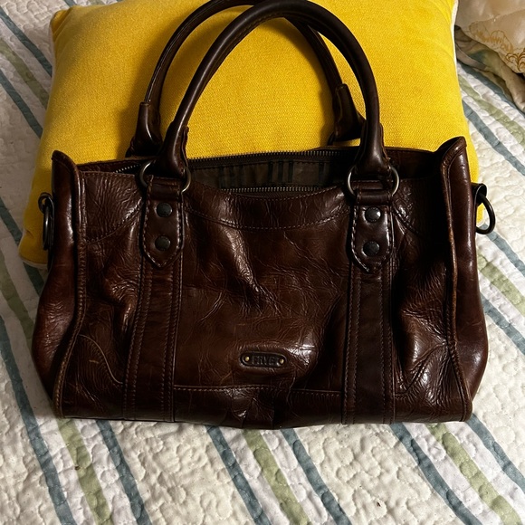 Frye | Bags | Frye Brown Leather Shoulderhandbag With Distressed Finish ...